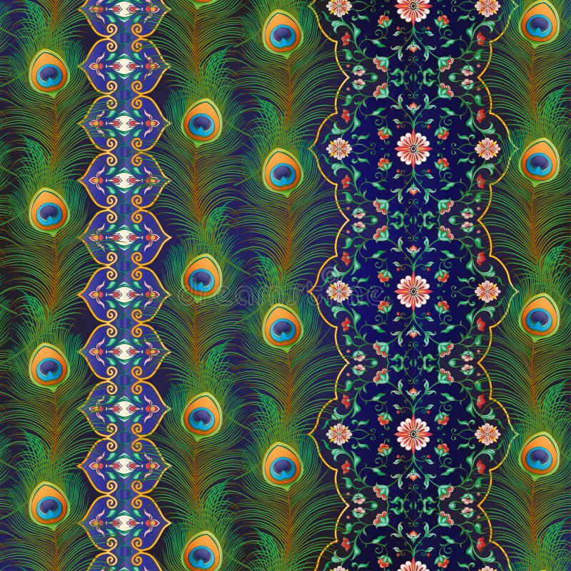 Peacock`s Tail Seamless Pattern 20 Stock Vector - Illustration of ...