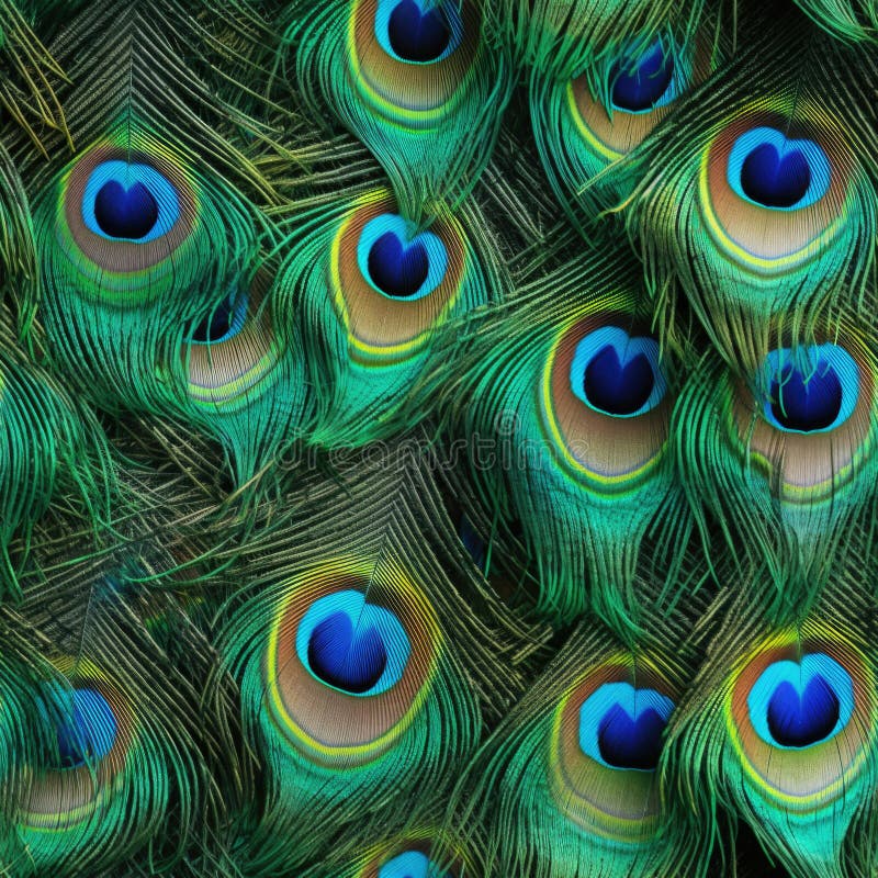 Peacock Feathers Seamless Texture Tile Stock Photo - Image of tail ...