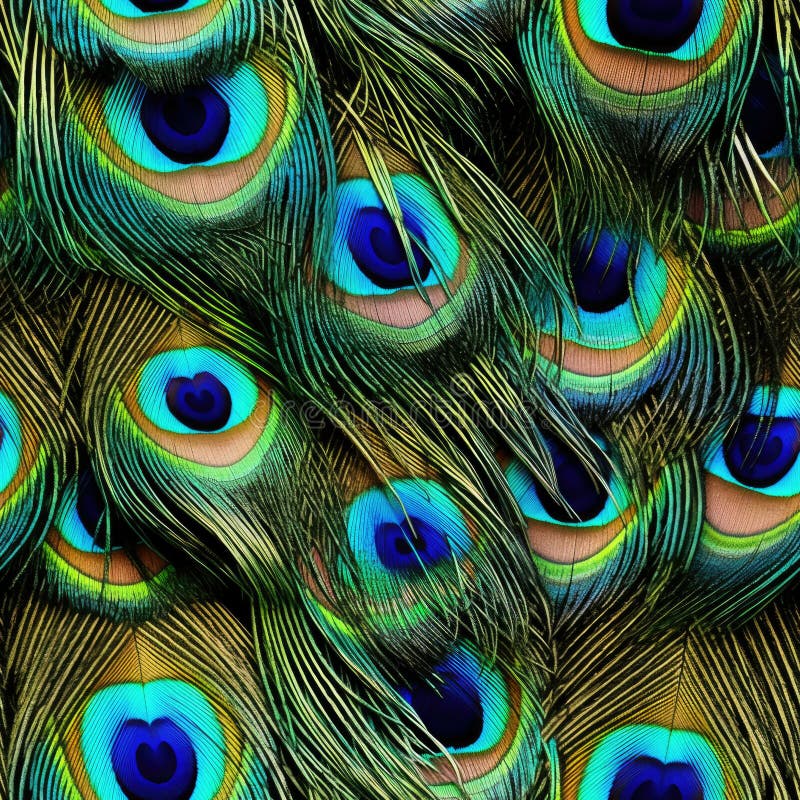 Peacock Feathers Seamless Texture Tile Stock Photo - Image of attract ...
