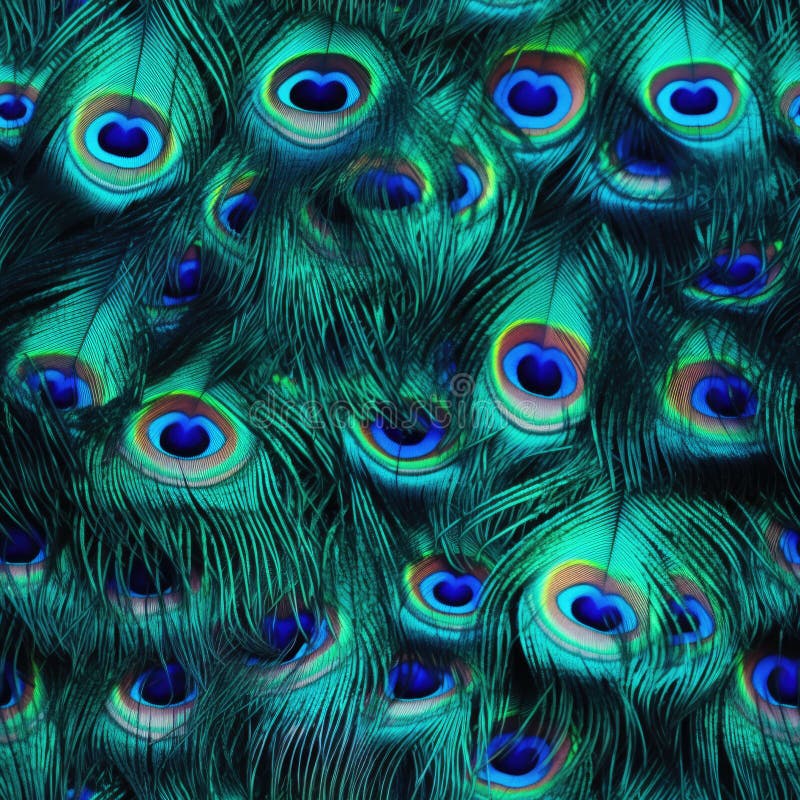 Peacock Feathers Seamless Texture Tile Stock Photo - Image of peafowl ...