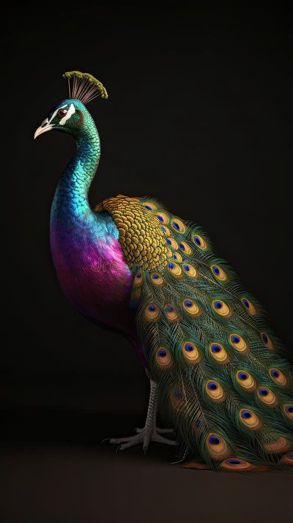 Peacock with Green Feathers Created with Generative Ai Technology Stock ...