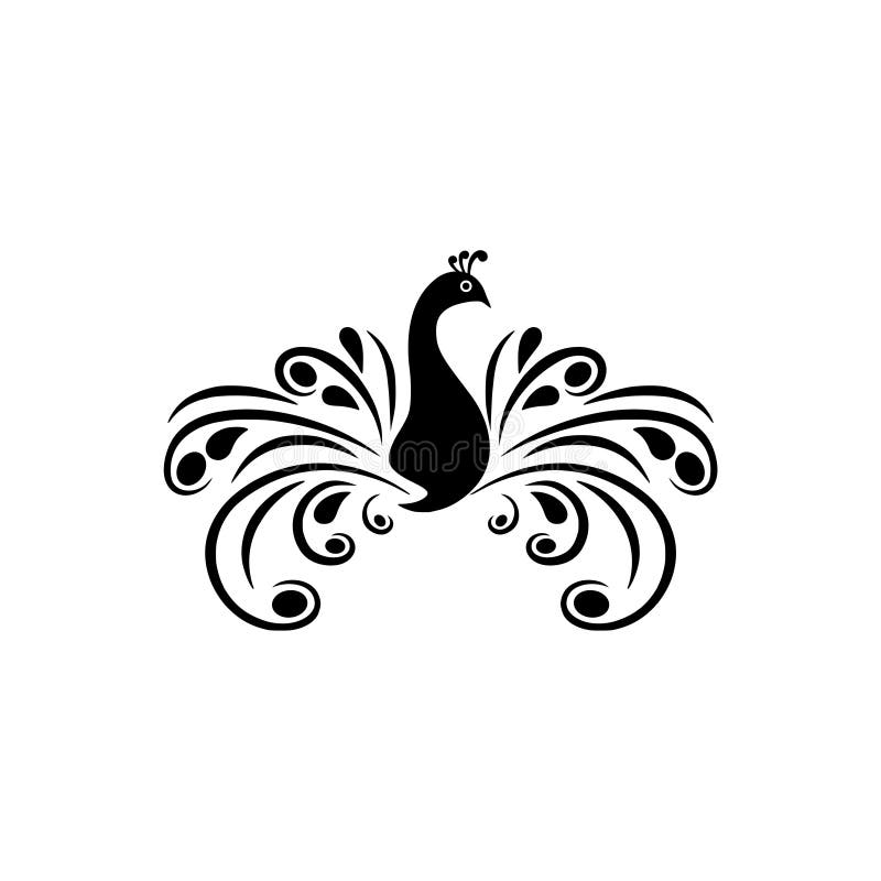 Black Peacock Icon Isolated on White Background Stock Vector ...