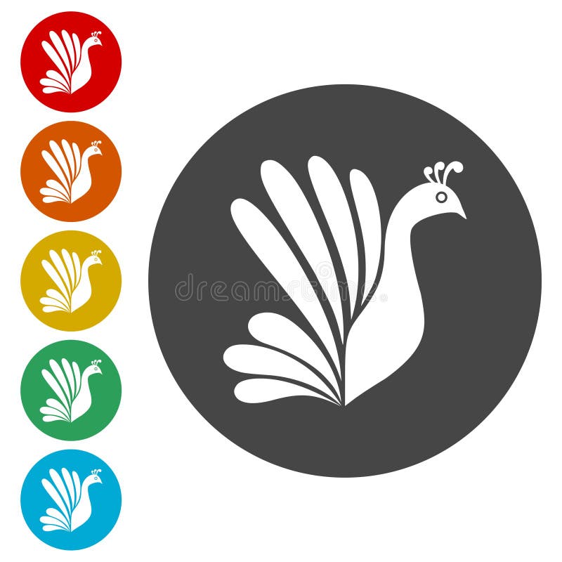 Peacock Icons Set - Vector Illustration Stock Vector - Illustration of ...