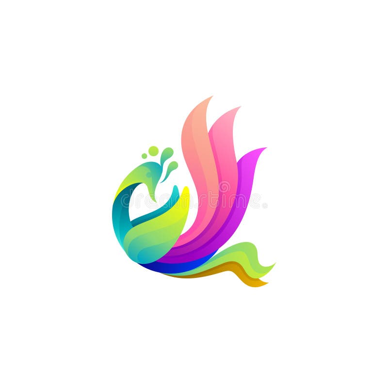 Peacock Logo with Colorful Design Vector, Bird Logo, Mythological Bird ...