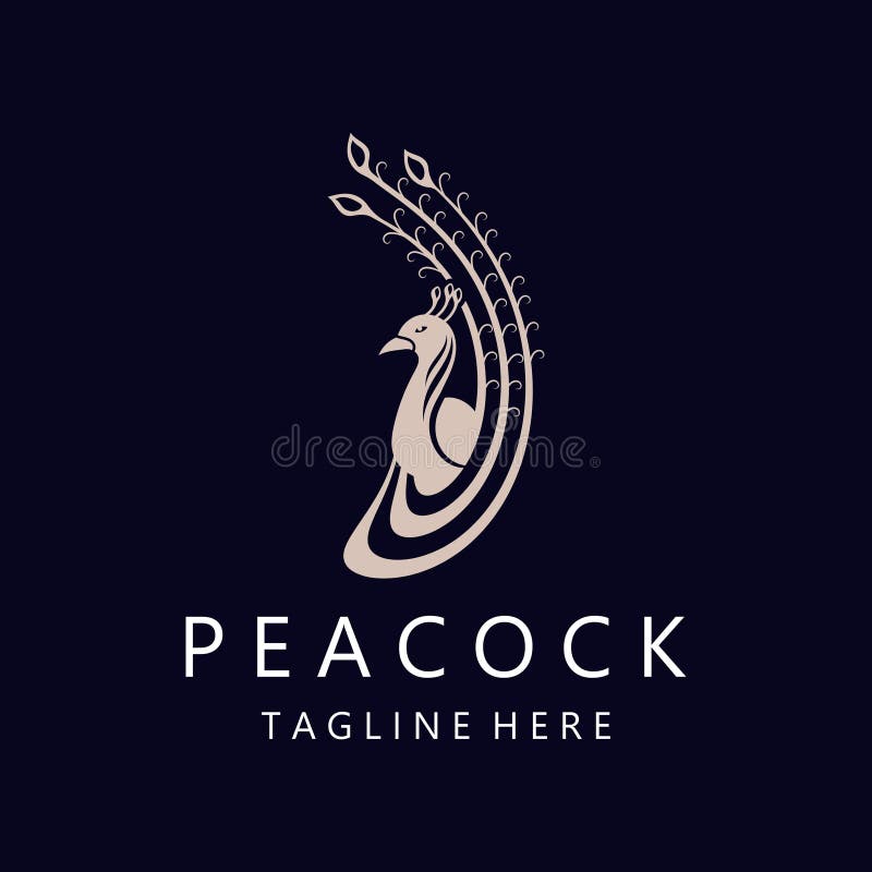 Peacock Logo Line Art Elegant Concept Icon Design Template Flat Vector