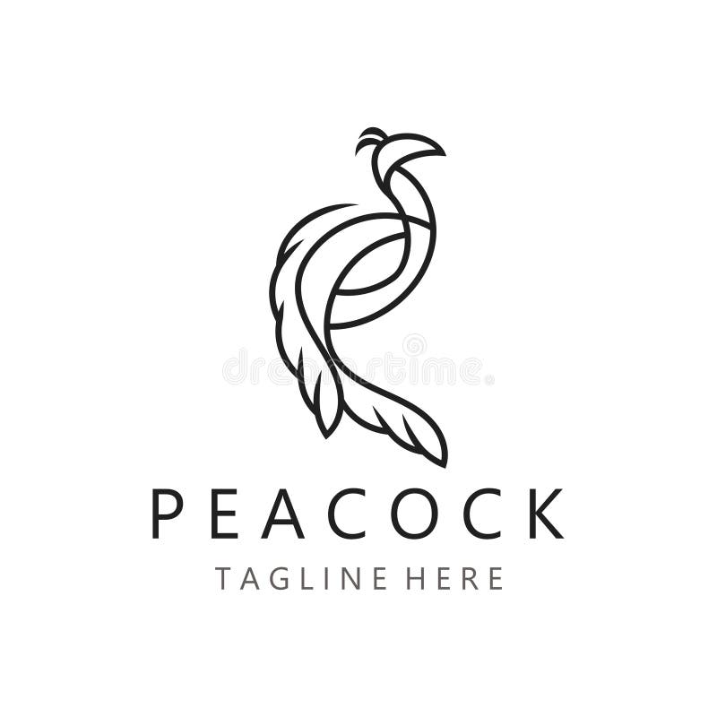 Peacock Logo Line Art Elegant Concept Icon Design Template Flat Vector ...