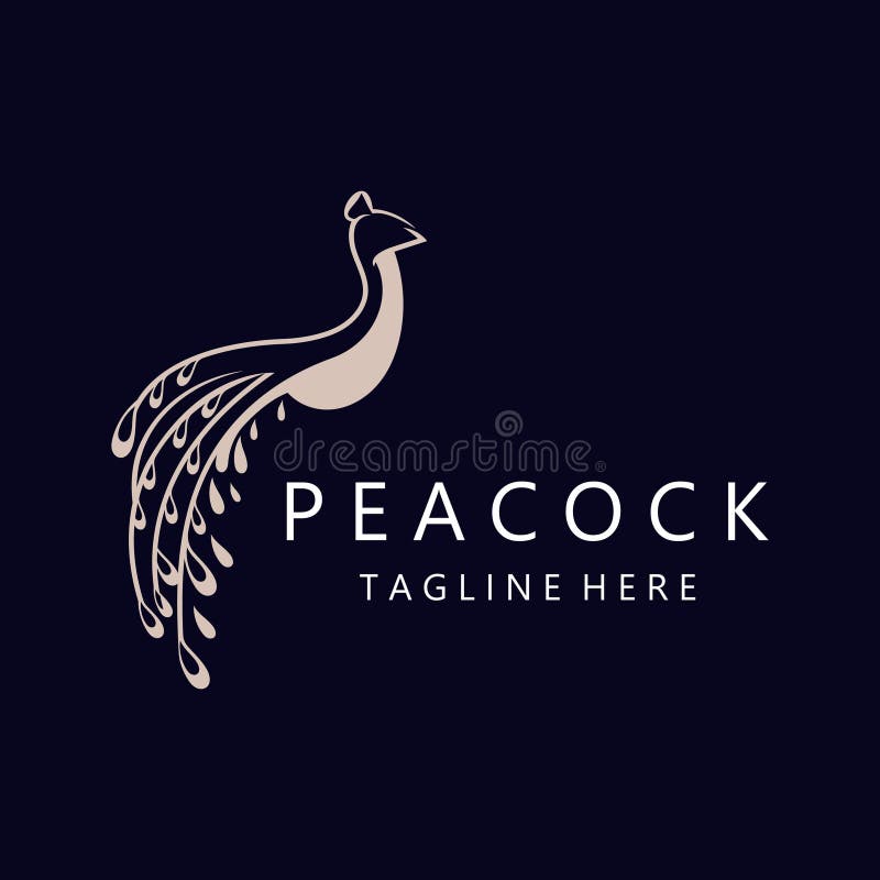Peacock Logo Line Art Elegant Concept Icon Design Template Flat Vector ...