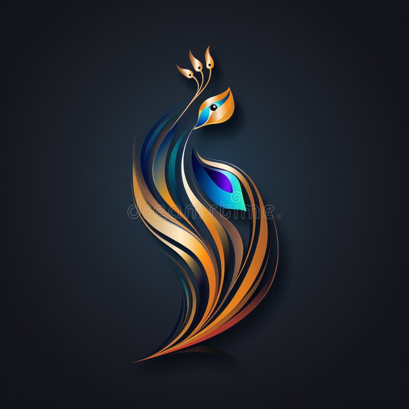 Peacock Logo - Vector Style Art Stock Illustration - Illustration of ...