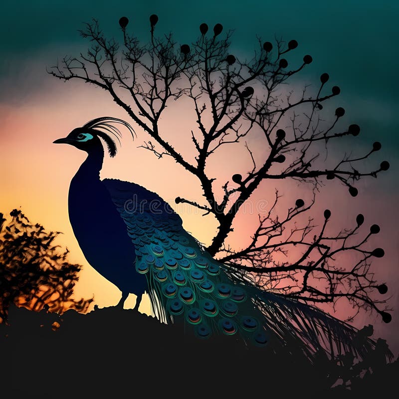 Peacock in the Morning Peacock in the Night Peacock in the Sunset Stock ...