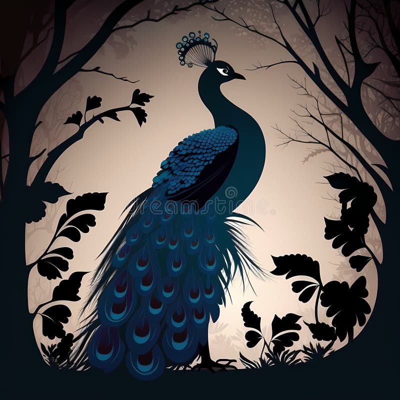 Peacock in the Night Peacock with Feathers Peacock Stock Image - Image ...