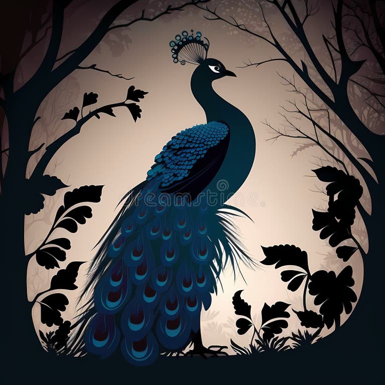 Peacock in the Night Peacock with Feathers Peacock Stock Image - Image ...