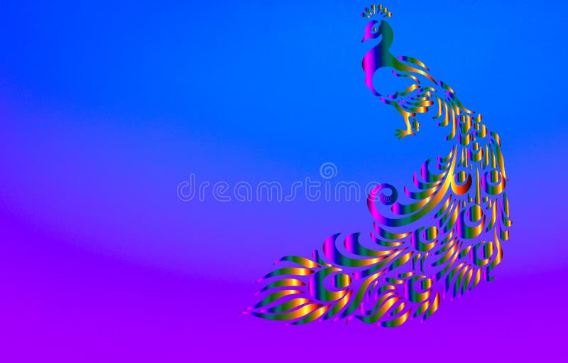 Peacock Pattern and Background Gradient Blue Turning To Pink. Stock ...