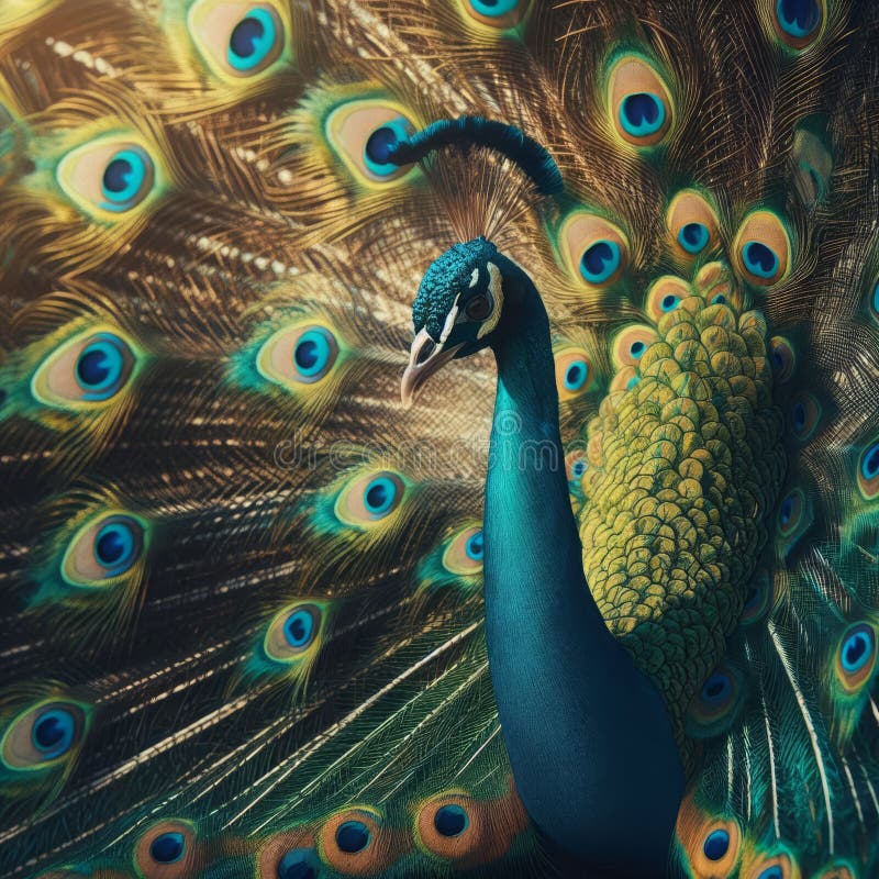 A Peacockâ€™s Majestic Feathers in Motion Stock Illustration ...