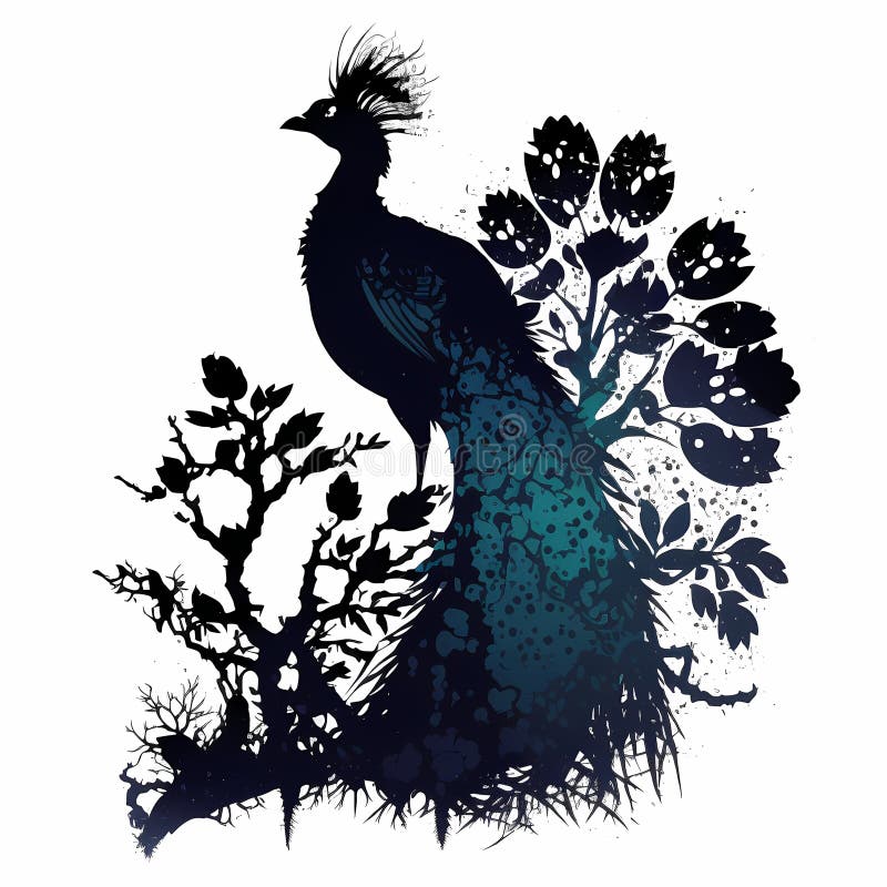 Peacock on a Tree Peacock on a Branch Stock Illustration - Illustration ...