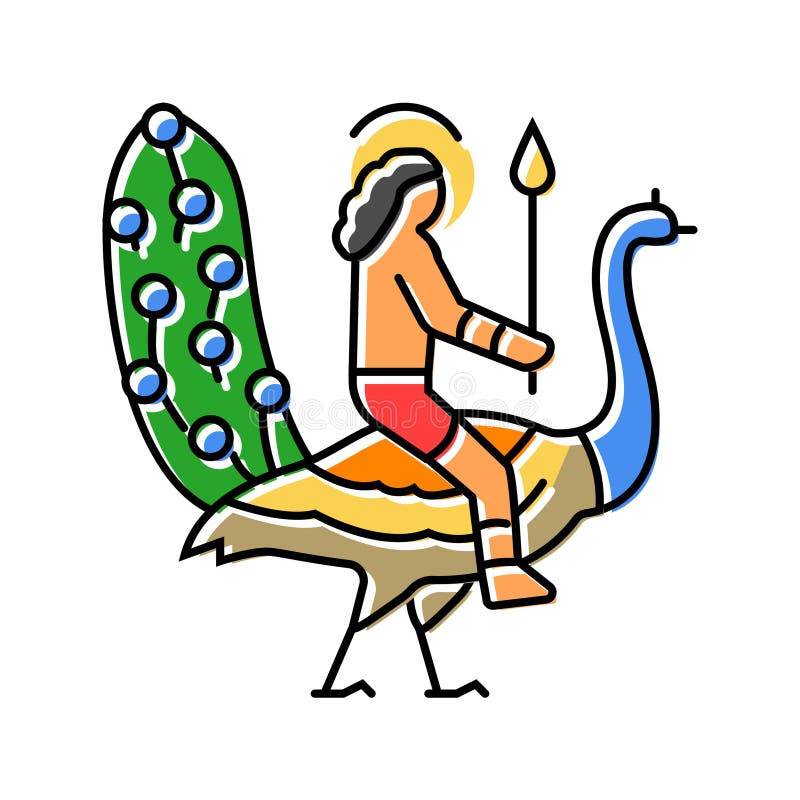 Peacock Vehicle Kartikeya Color Icon Vector Illustration Stock Illustration Illustration Of