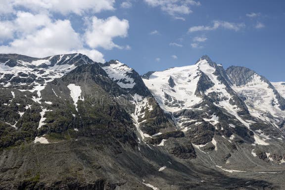 Peak of Grossglocker Mountain with Snow in Summer Time Stock Image ...