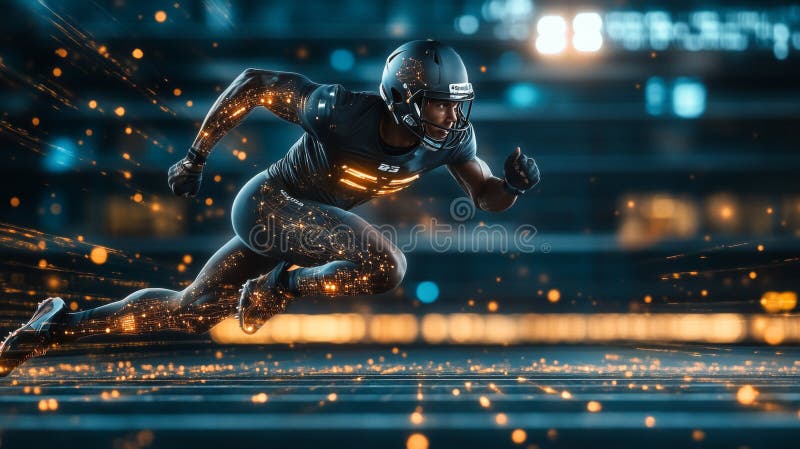 Peak Human Performance Athlete Running through Neural Network, Blurry ...