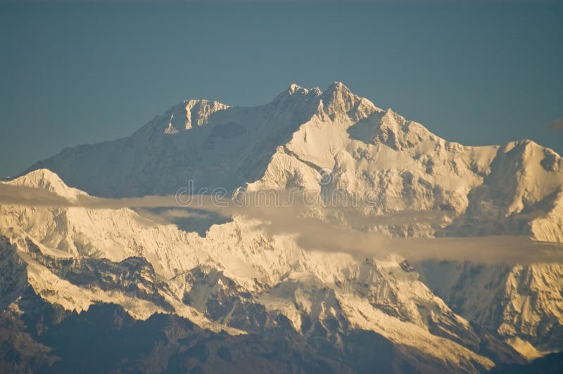 Peak of Kanchenjunga Mountain in Early Morning Golden Hours Stock Image ...