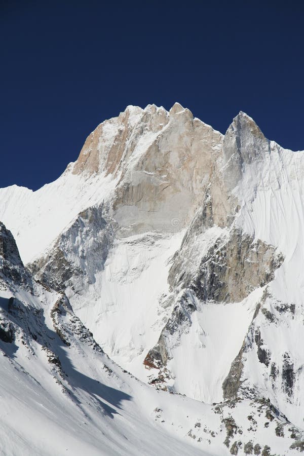 Meru peak in Himalayan stock image. Image of mountain - 54179061