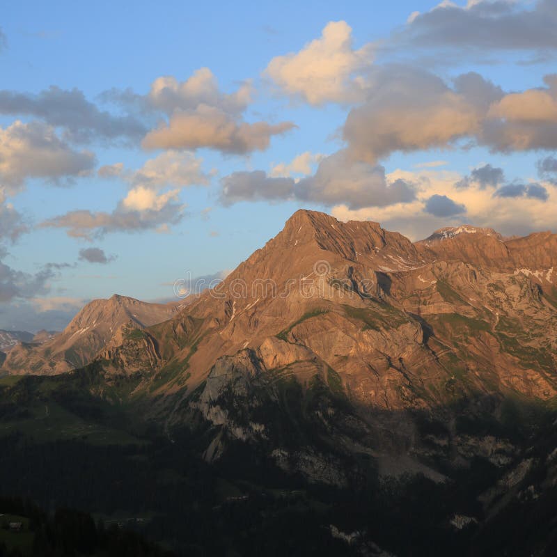 Peak of Mount Spitzhore in the Golden Evening Light Stock Photo - Image ...
