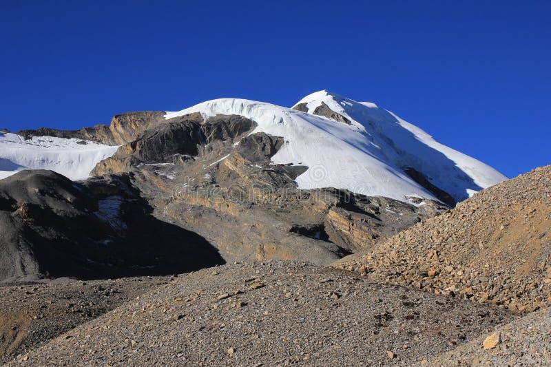 Peak of Mount Thorong Ri and Shelter Below Thorong La Pass Stock Photo ...