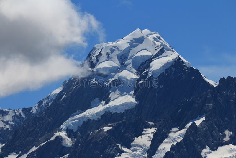 Peak of Mt Cook stock photo. Image of park, quiet, nature - 70714658