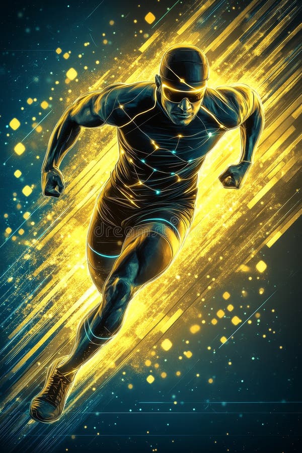 Peak Performance Athlete Running through Neural Network, Linking ...