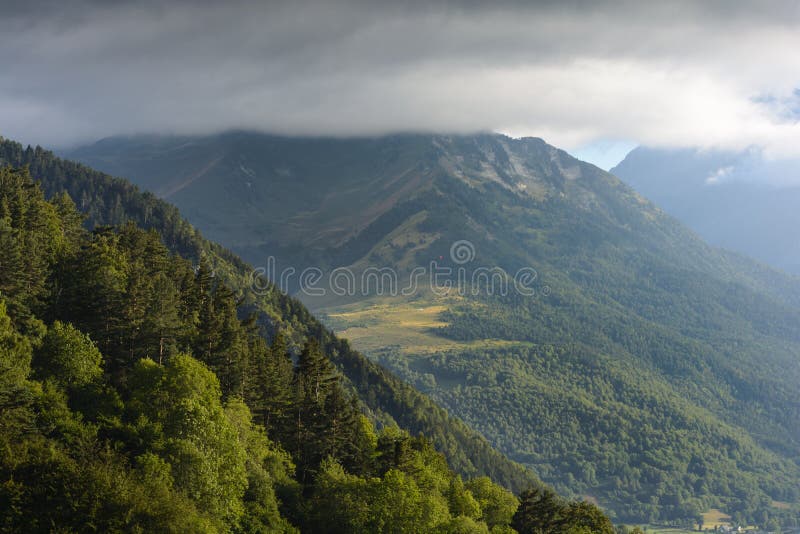 Peak of Pyrenean Mountains with Clouds, France Stock Image - Image of ...