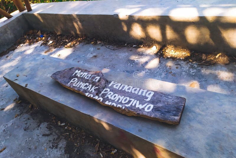 Peak Signpost in Indonesian Language Stock Image - Image of wood ...