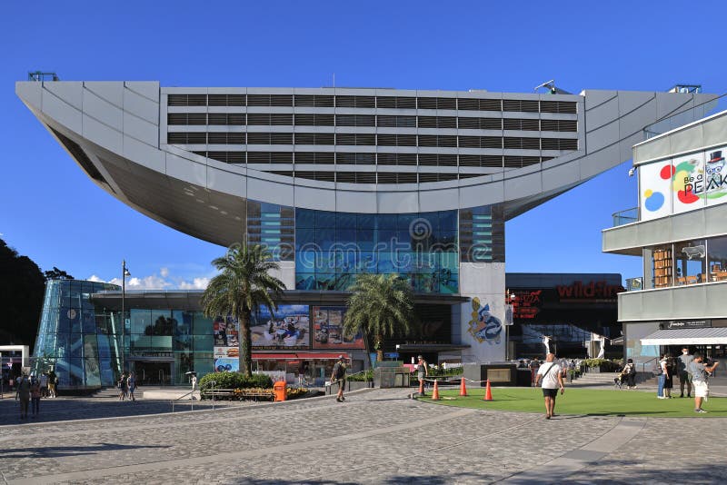 The Peak Tower in Hong Kong with Many Tourists 4 Sept 2021 Editorial ...