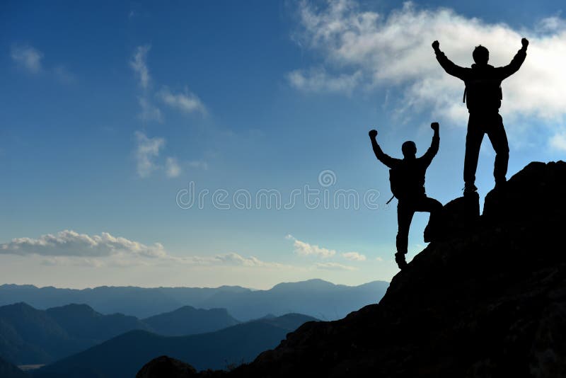 Peak Triumph and Success for Climbers Stock Image - Image of emotion ...