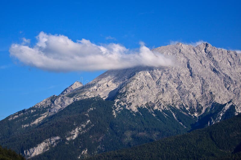Peak of the Watzmann with Cloud Stock Photo - Image of forest, summer ...