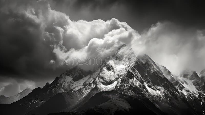 Peaks cloud silver lining stock illustration. Illustration of nature ...