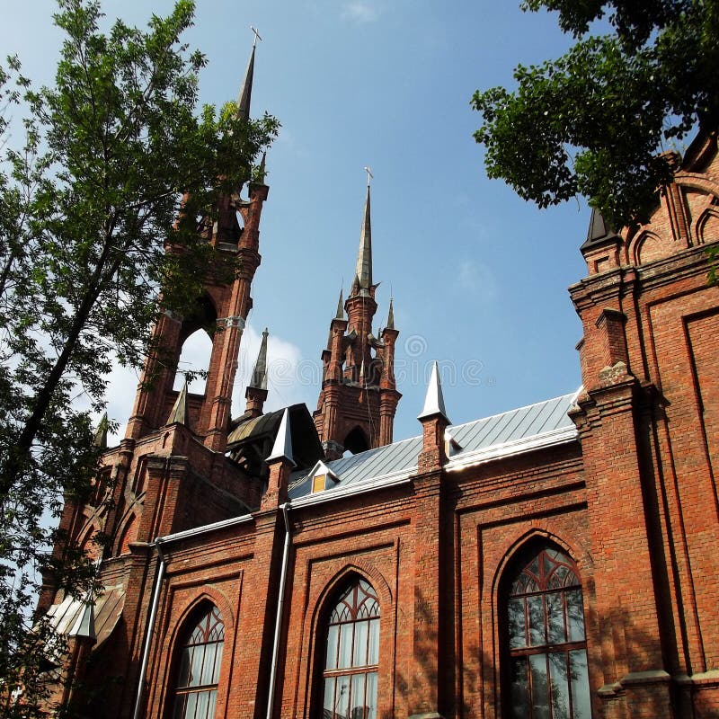 Peaks of the Russian Catholic Church in Samara Stock Photo - Image of ...