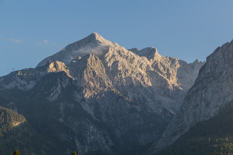 Peaks of Wetterstein Mountains in Bavaria State, Germa Stock Image ...