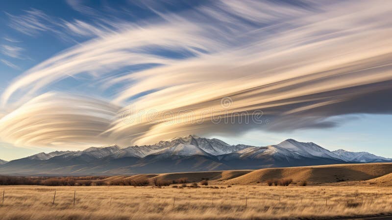 Peaks whispy clouds stock illustration. Illustration of atmosphere ...
