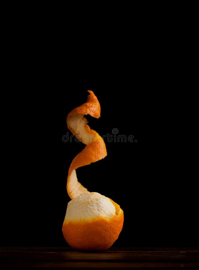Pealed Orange Over Black Background Stock Photo - Image of black ...