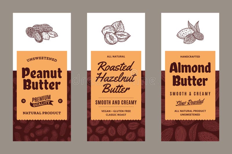 Almond Butter Label and Packaging Design Template Stock Vector ...