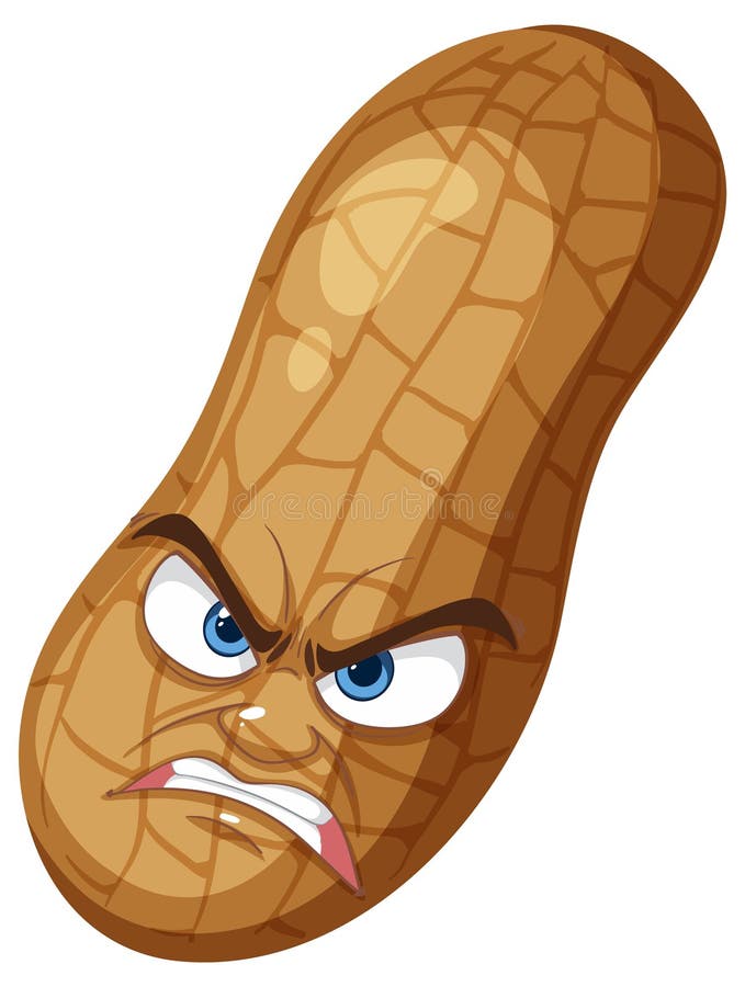 A Peanut with an Angry Expression Stock Vector - Illustration of ...