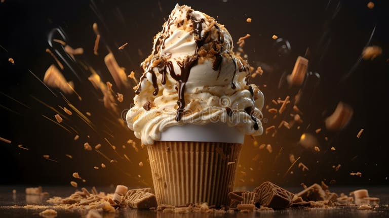 Peanut Butter Cup Explosion Ice Cream Stock Illustration - Illustration ...