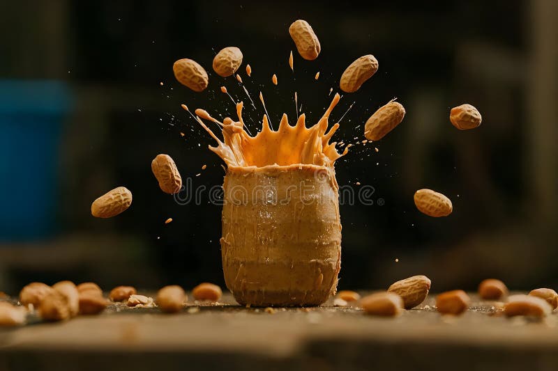 Peanut Butter Explosion: Creamy Delight in Motion Stock Photo - Image ...