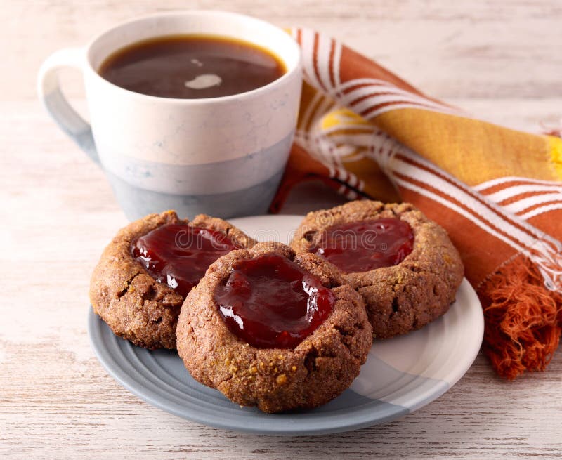 Peanut butter jam cookies stock image. Image of cakes - 336965693