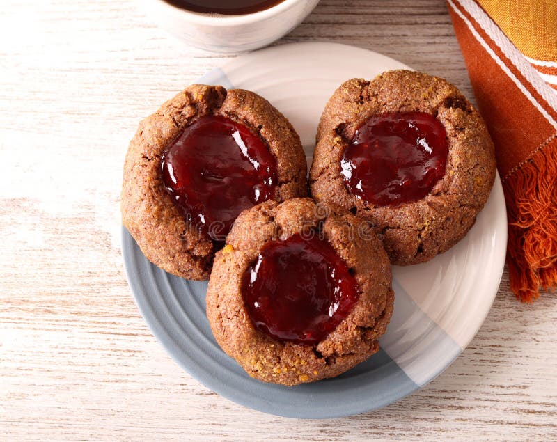 Peanut butter jam cookies stock image. Image of homemade - 336965701