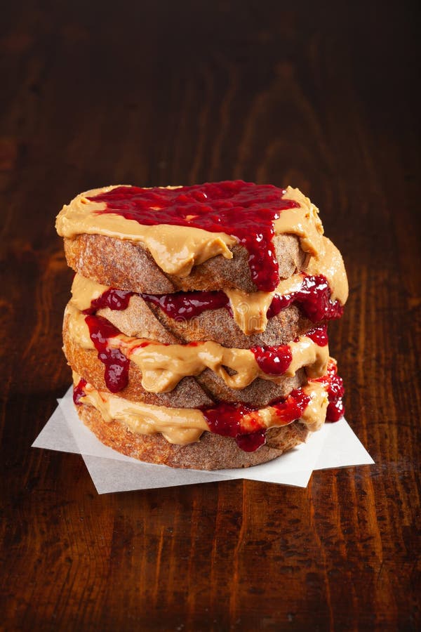 Peanut Butter and Jam Sandwich, American Traditional Bread Toast Stock ...