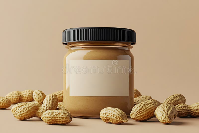 Peanut Butter Jar with Peanuts Stock Illustration - Illustration of ...