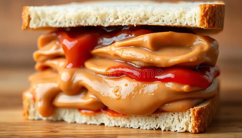 Peanut Butter and Ketchup Sandwich on White Bread Stock Illustration ...