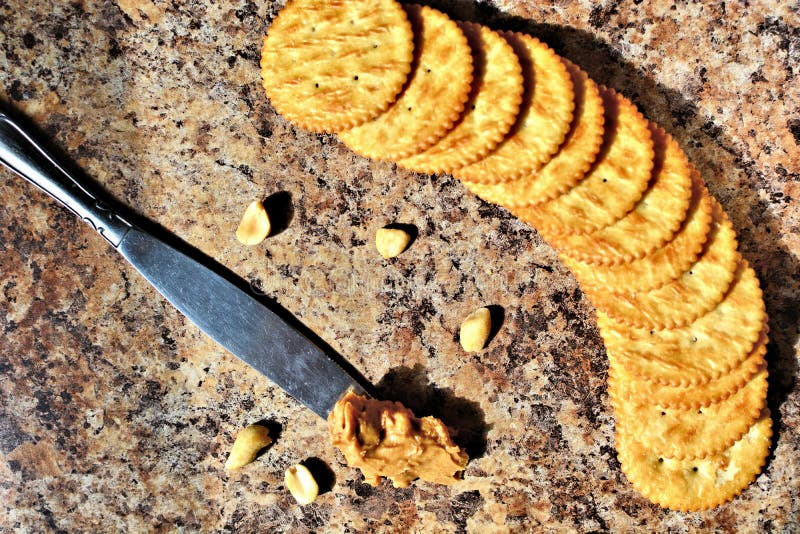 Peanut Butter Knife and Crackers Stock Photo - Image of nutrition ...