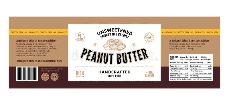 Peanut Butter Label and Packaging Design Template Stock Vector ...