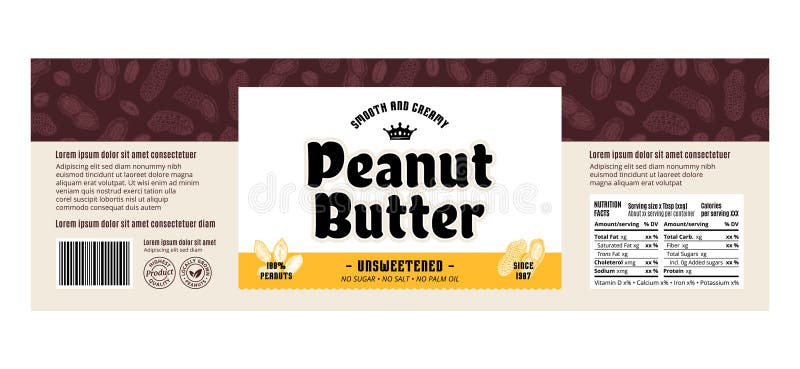 Peanut Butter Label and Packaging Design Template Stock Vector ...