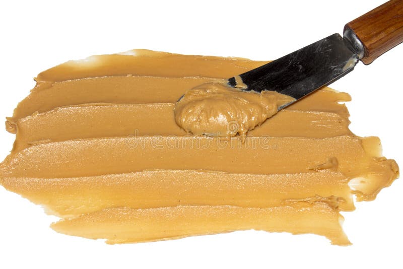 Peanut Paste in a Container on a White Background Top View.Peanut ...